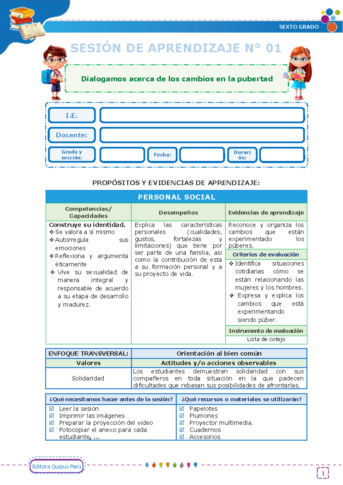 2.- Sesiones de aprendizaje - Semana 1 - UD II - Editora Quipus Perú - Editora Quipus Perú ...