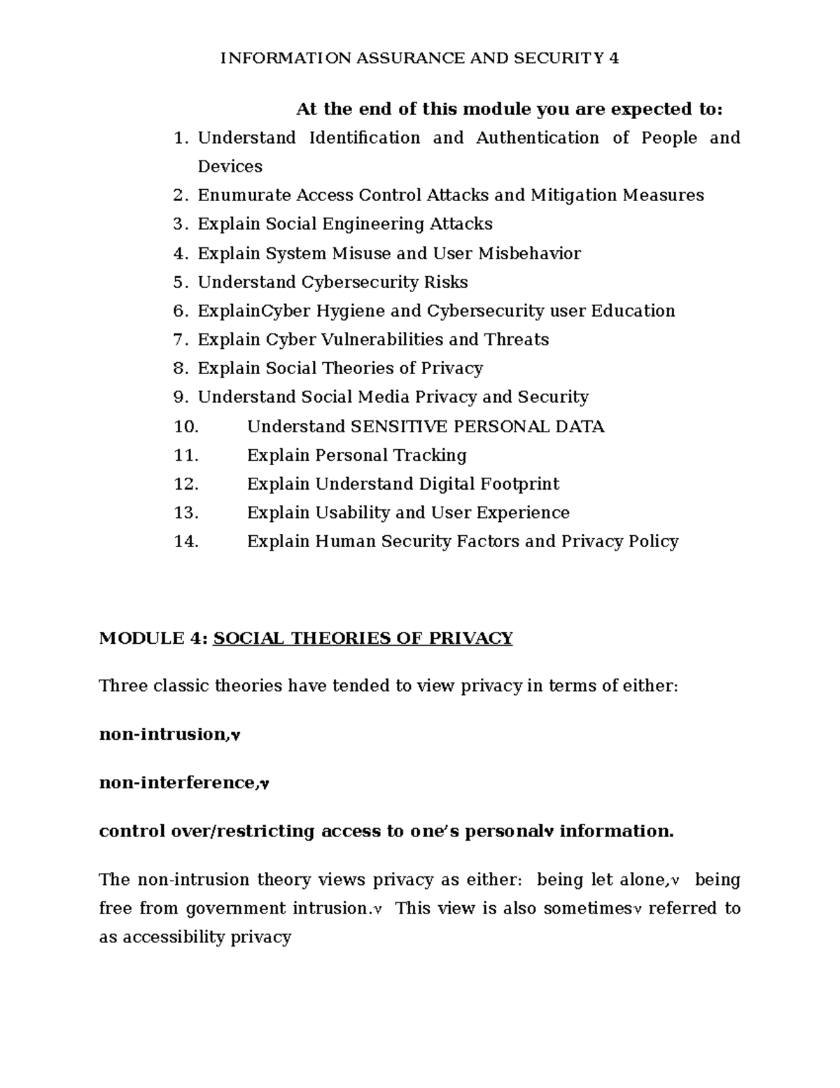 Information Assurance AND Security 4 WEEK 9 Module 4 - INFORMATION ...