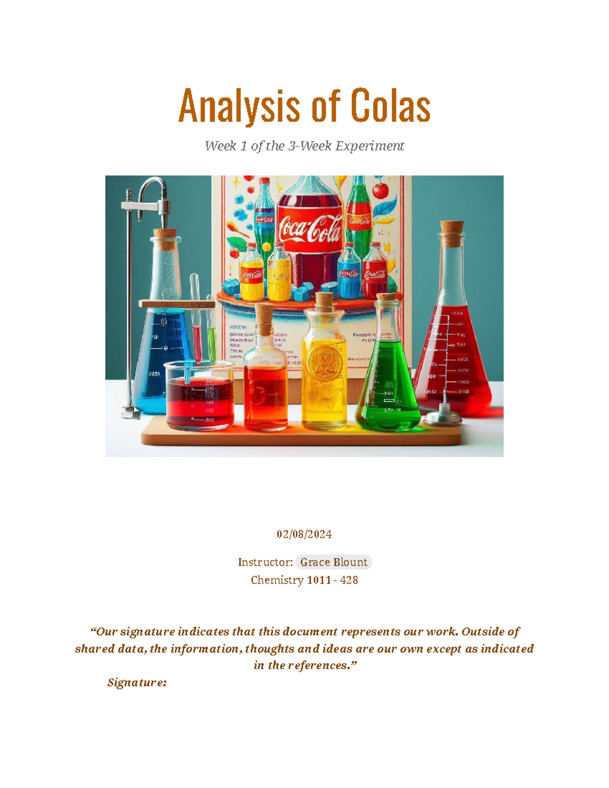 Analysis of Colas - Analysis of Colas Week 1 of the 3-Week Experiment ...