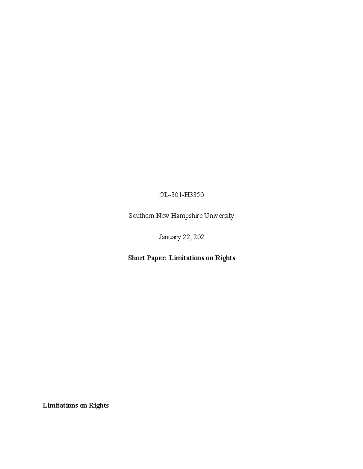 3-3 Short Paper - OL-301-H Southern New Hampshire University January 22 ...