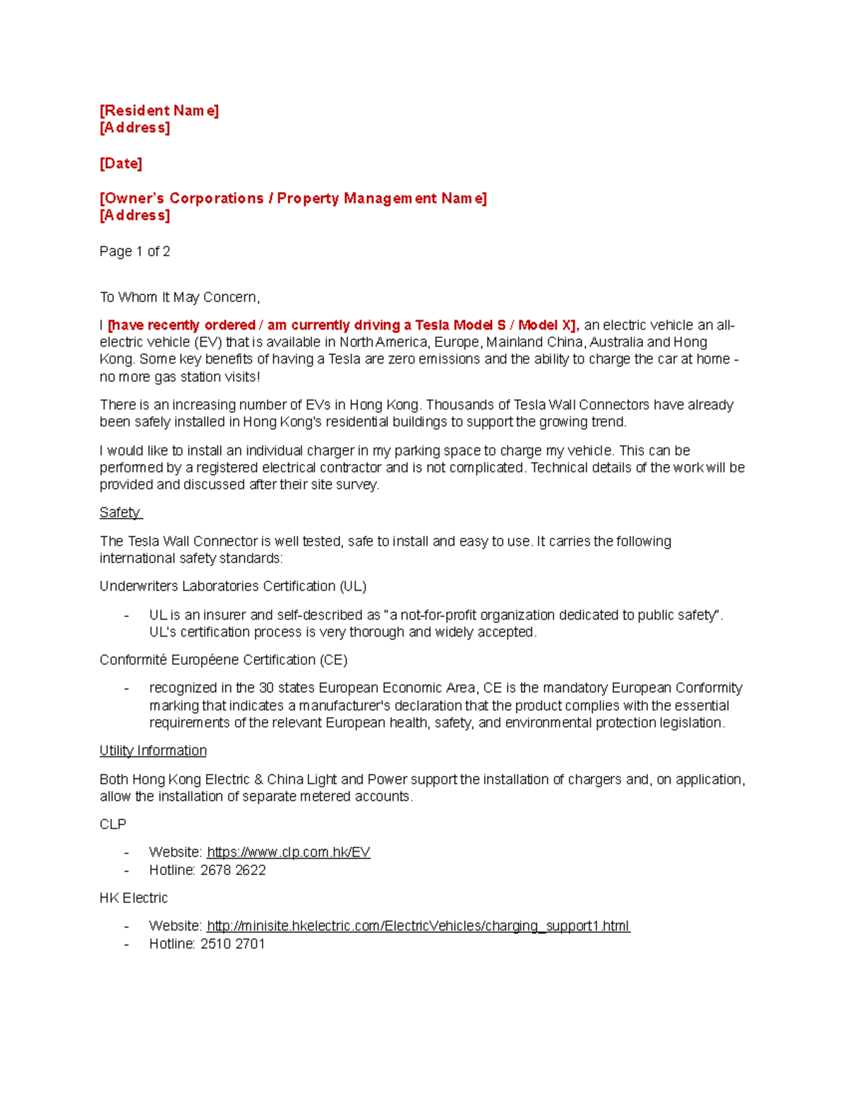 Letter-requesting-approval-charging-installation en HK - [Resident Name ...