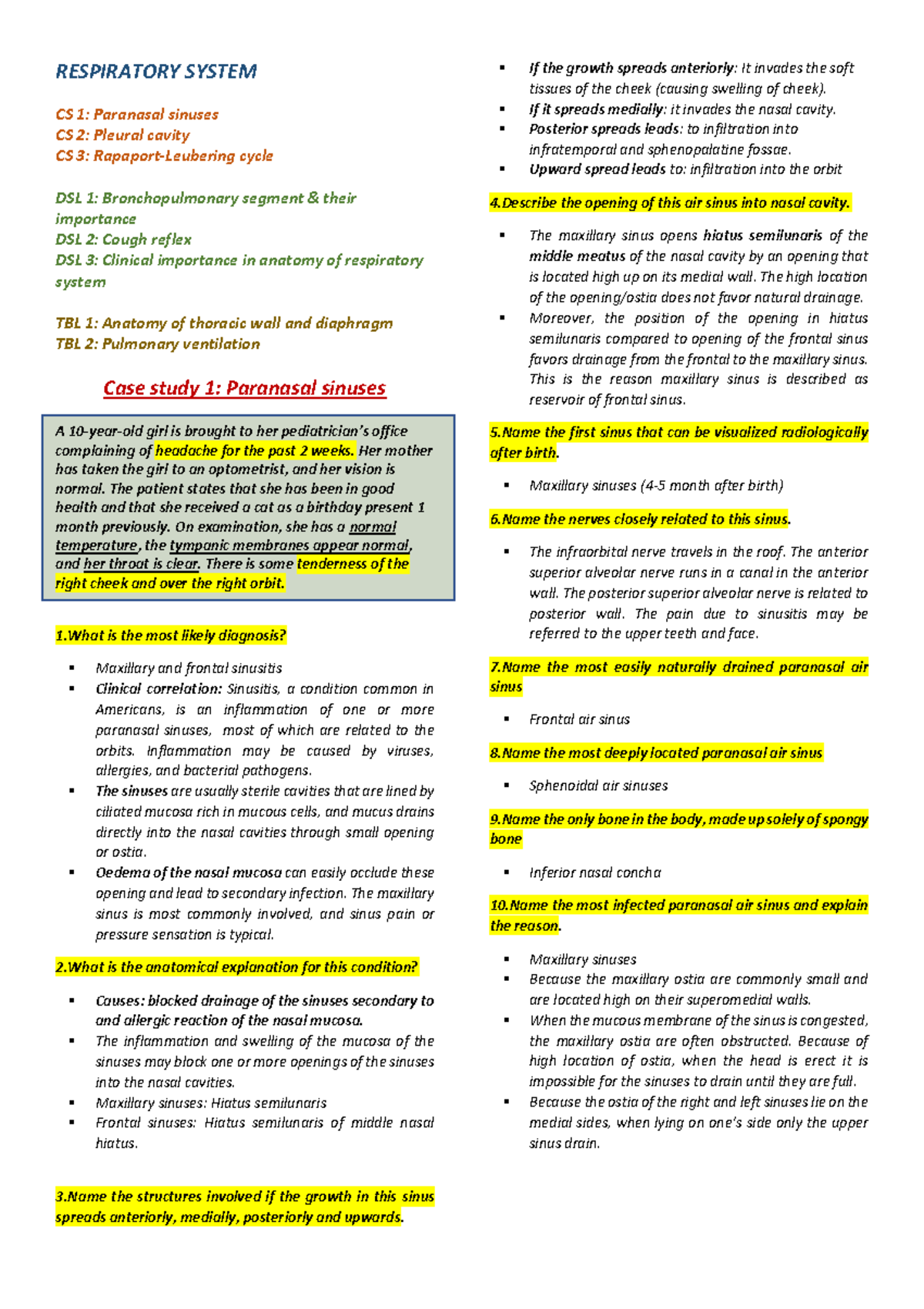 Respi 230211 000510 - Case study - RESPIRATORY SYSTEM CS 1: Paranasal ...