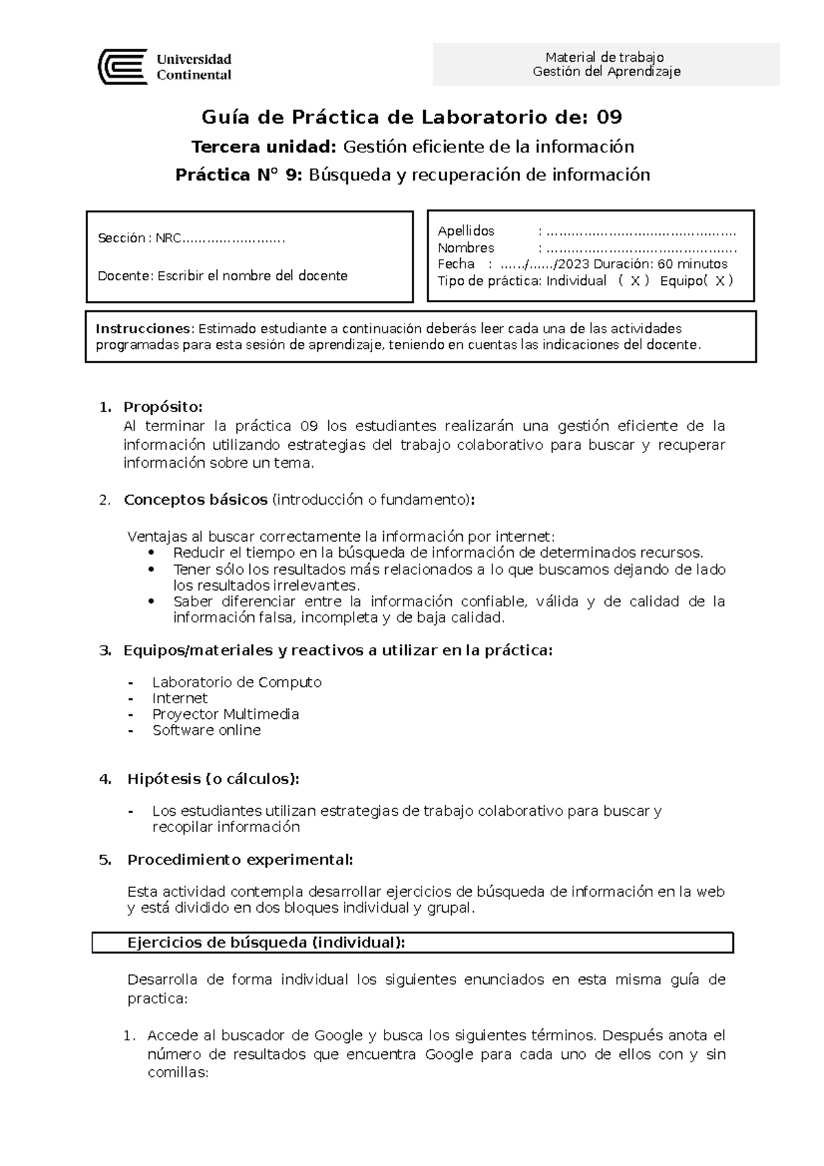 9 guia Práctica - ytdr - Guía de Práctica de Laboratorio de: 09 Tercera ...