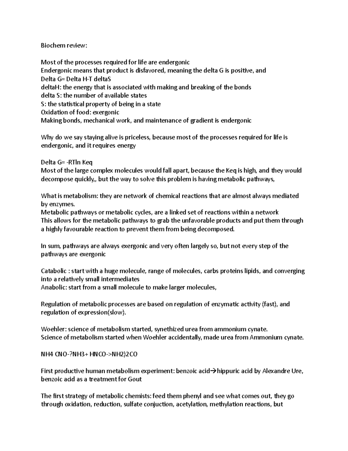 Biochem review - Biochem review: Most of the processes required for ...
