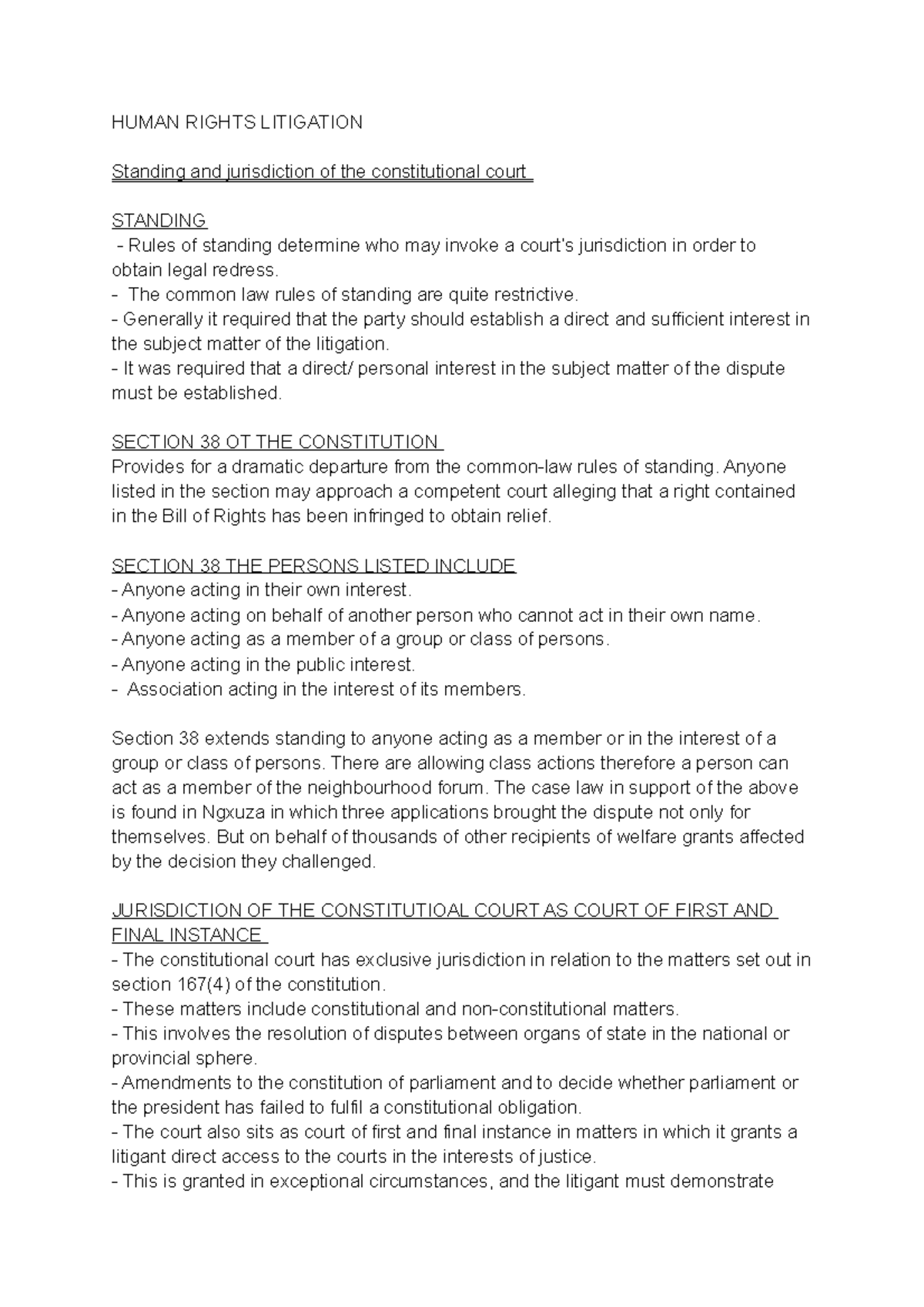 Human Rights Litigation - HUMAN RIGHTS LITIGATION Standing and ...