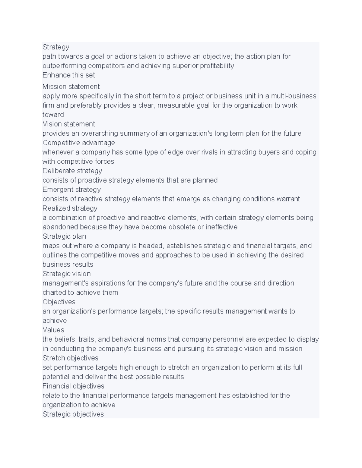 Doc1 - notes - Strategy path towards a goal or actions taken to achieve ...