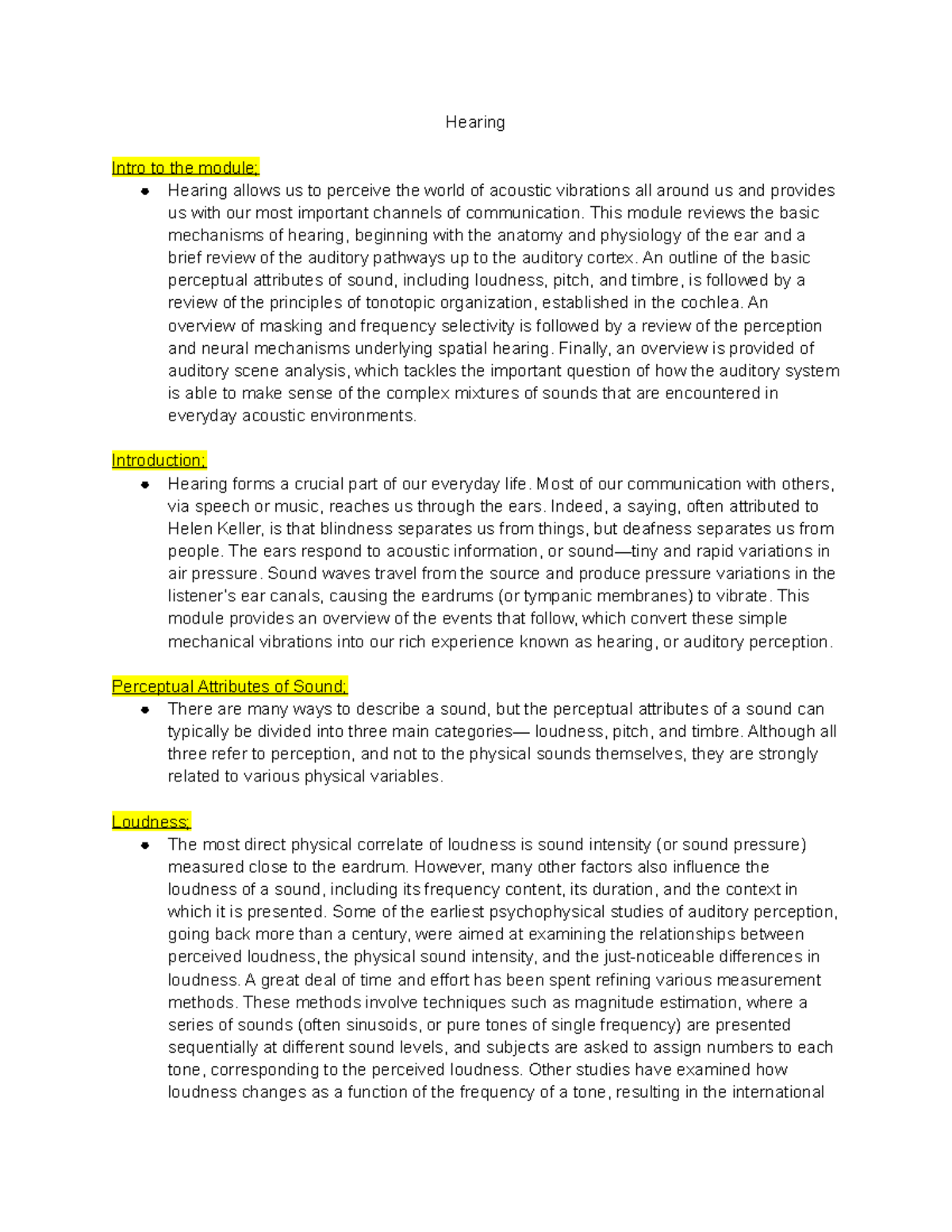 Hearing - Lecture notes 7 - psyc100 - queensu - Studocu