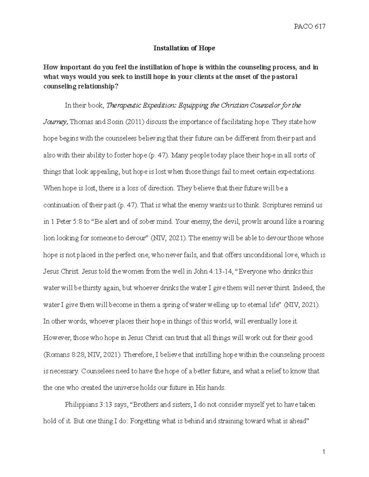 Installation of Hope - Discussion - PACO 617 Installation of Hope How ...