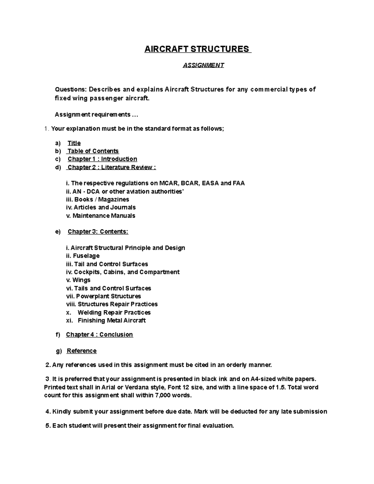 Assignment - Fixed WING Aircraft - AIRCRAFT STRUCTURES ASSIGNMENT ...