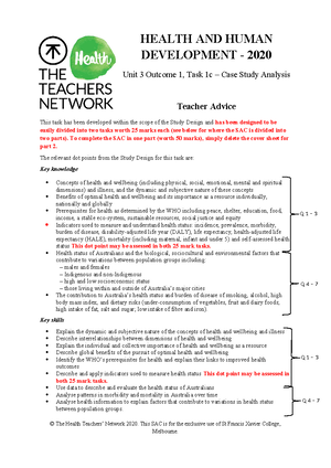 Health sac unit 4 aos 1 sac 1 - HEALTH AND HUMAN DEVELOPMENT Unit 4 ...