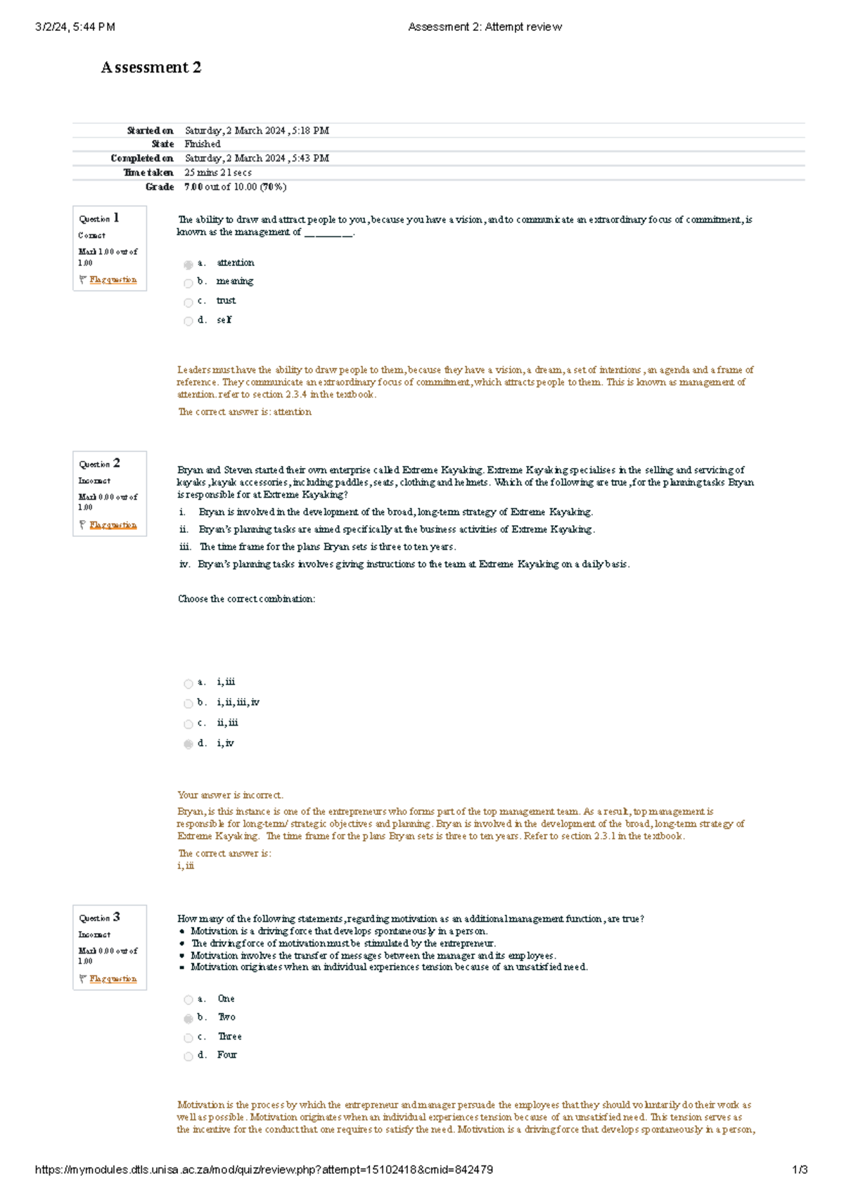 BSM1602 ASS 2 Attempt 4 - 3/2/24, 5:44 PM Assessment 2: Attempt review ...