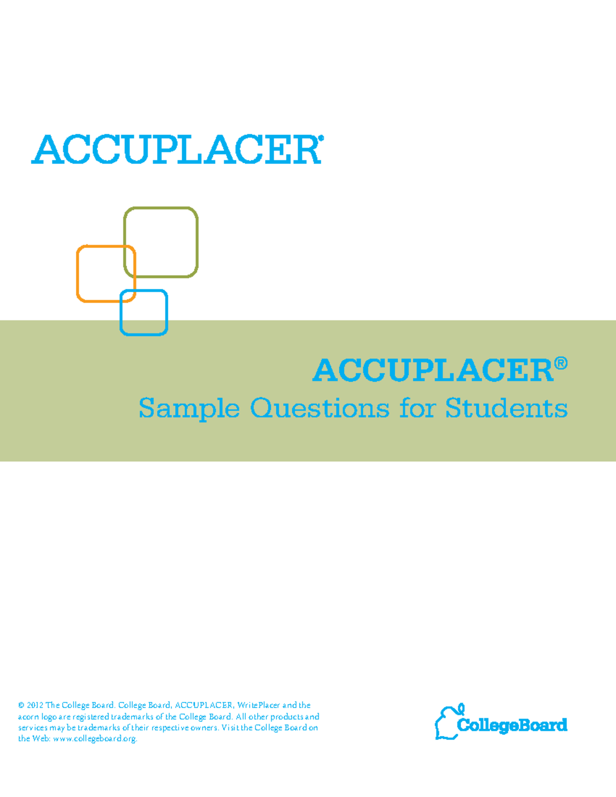 Accuplacer Sample Qs for Students - ACCUPLACER ® Sample Questions for ...