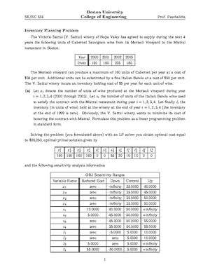 Lecture notes, lecture 12 to 23 - SE524/EC524 Optimization Theory and ...