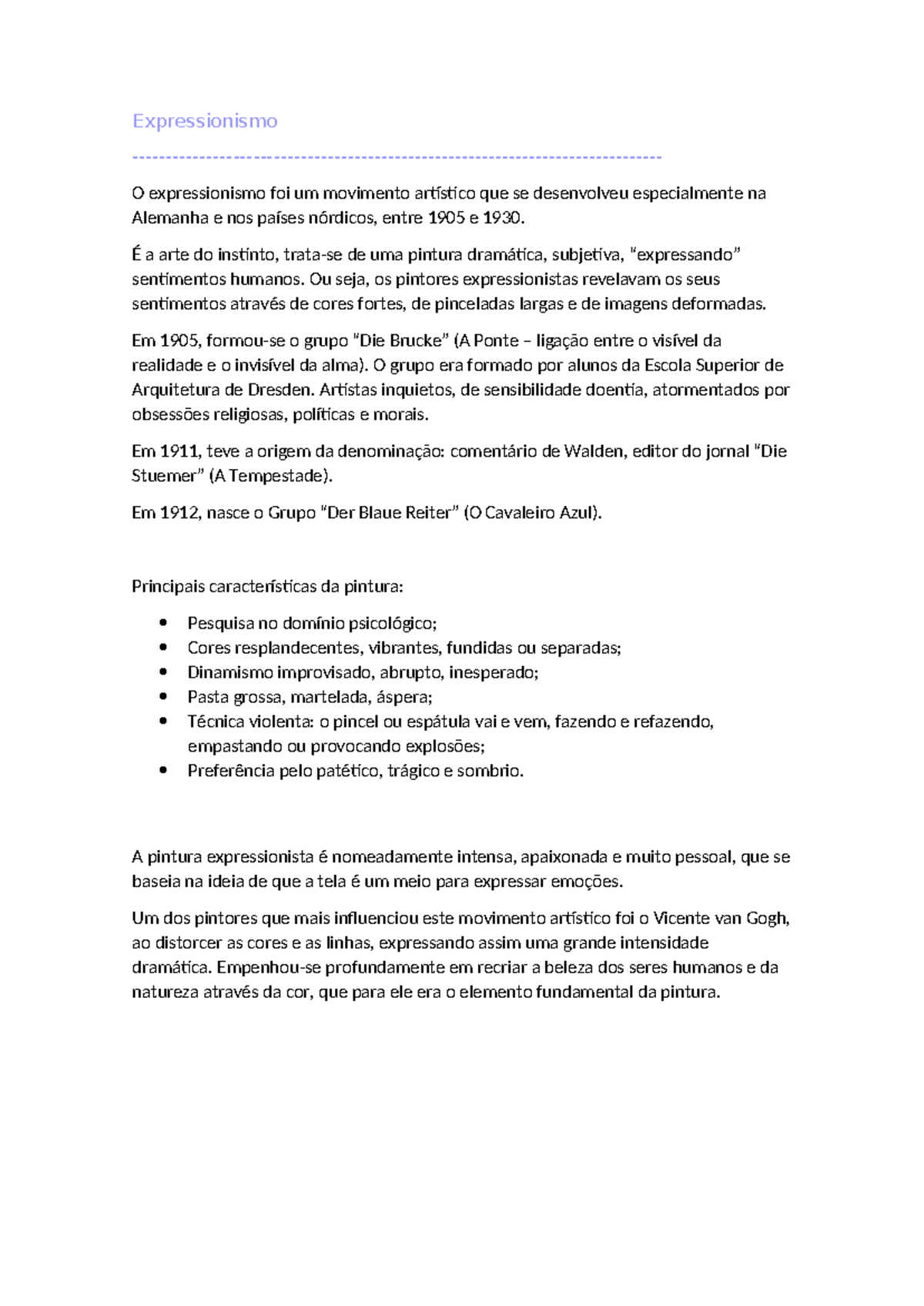 Expressionismo - historia - Expressionismo O expressionismo foi um ...
