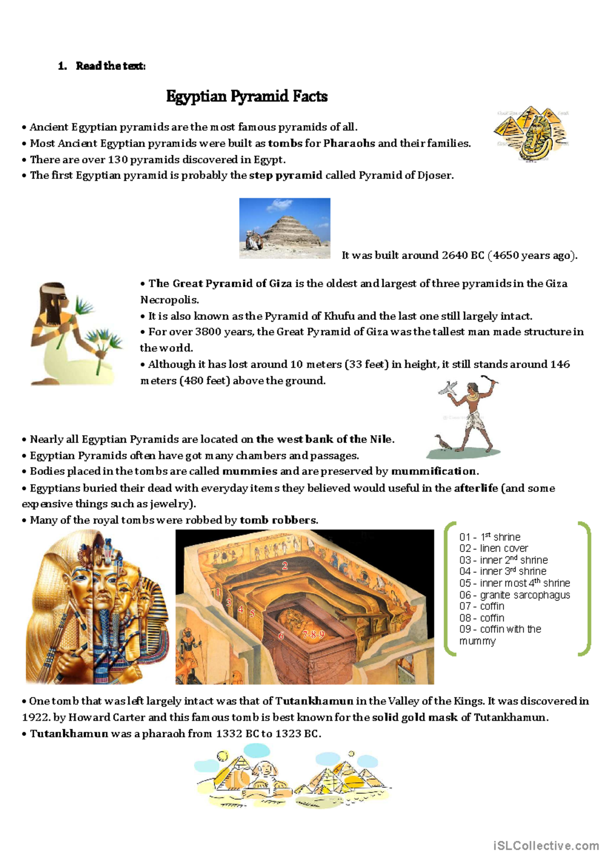 Ancient Egypt Pyramids-short text and speaking excercise - Read the ...