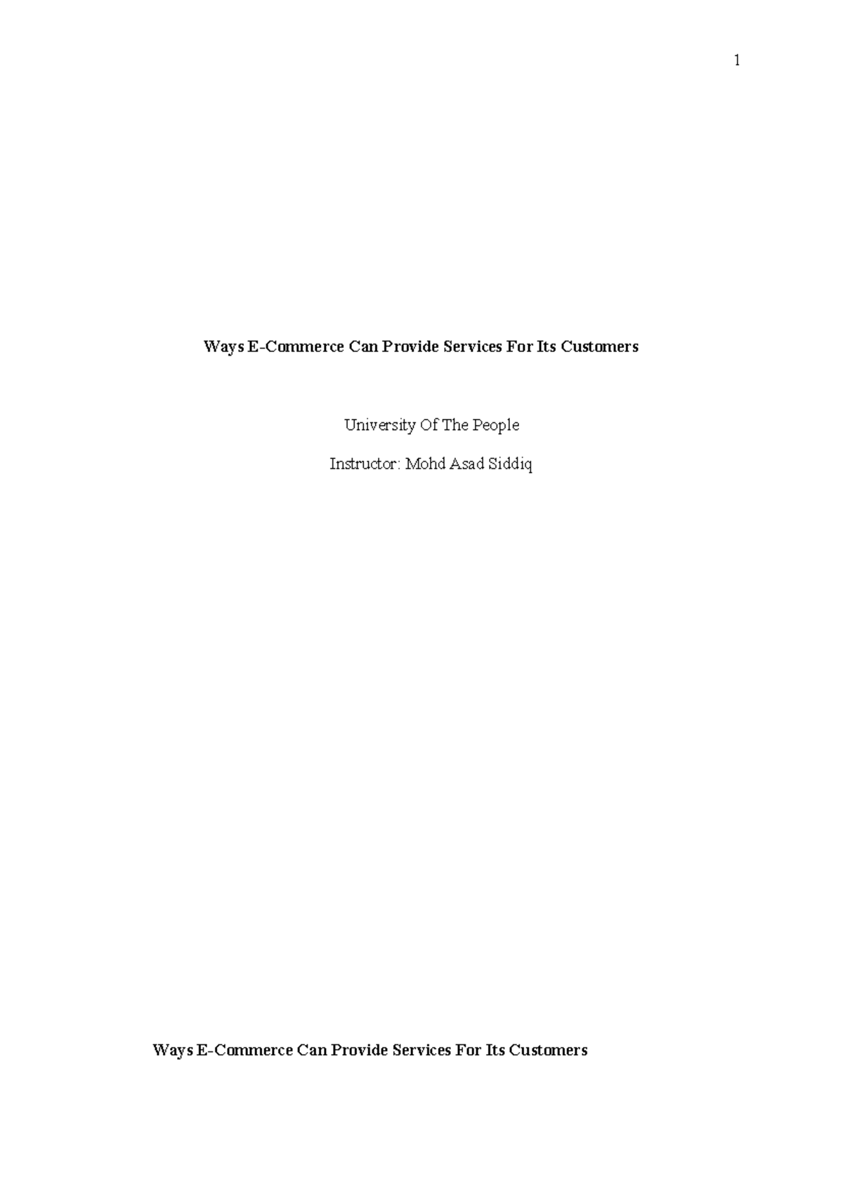 E-Commerce-Written Assignment Unit-5 - Ways E-Commerce Can Provide Services For Its Customers ...