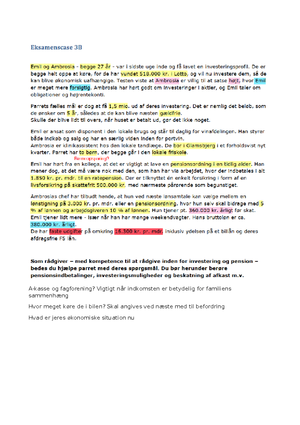 CASE 3B - case til eksamen - A-kasse og fagforening? Vigtigt når ...