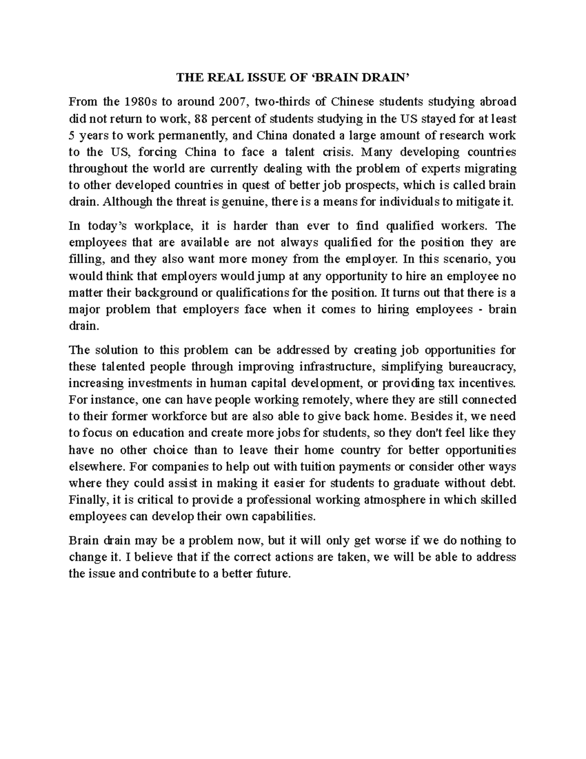 The Real Issue of Brain Drain - THE REAL ISSUE OF ‘BRAIN DRAIN’ From ...