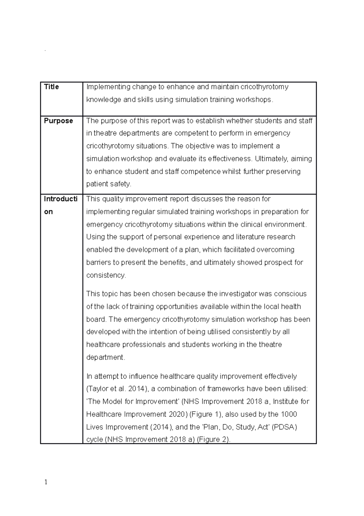 The Report example assignment change management 1 - . Title ...