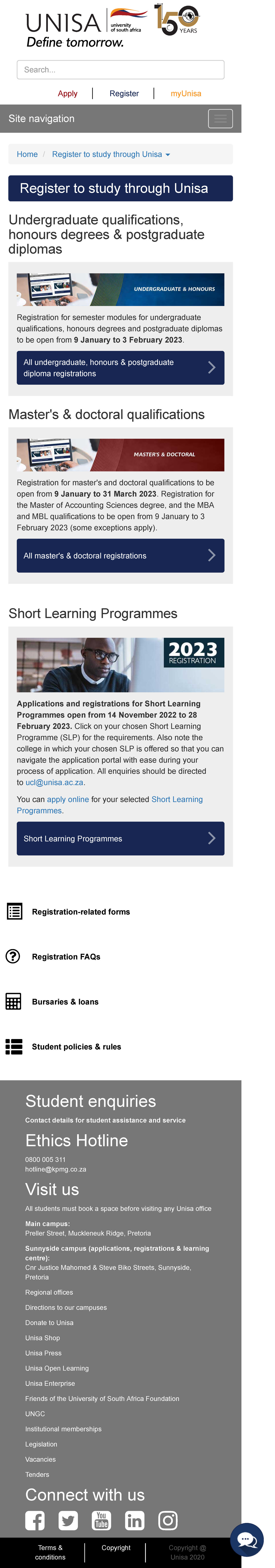 Register to study through Unisa - Home Search... Apply Register myUnisa ...