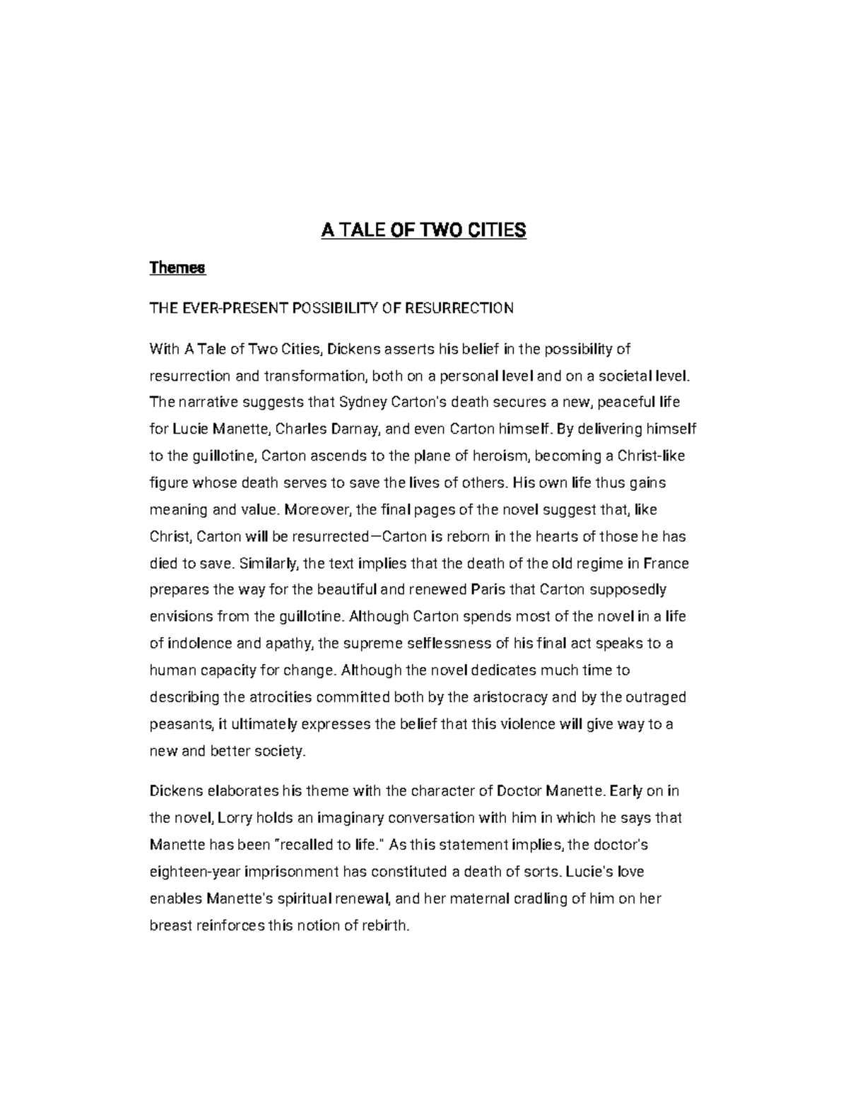 A TALE OF TWO Cities - Dickens’use of motifs, symbolism and thematic ...