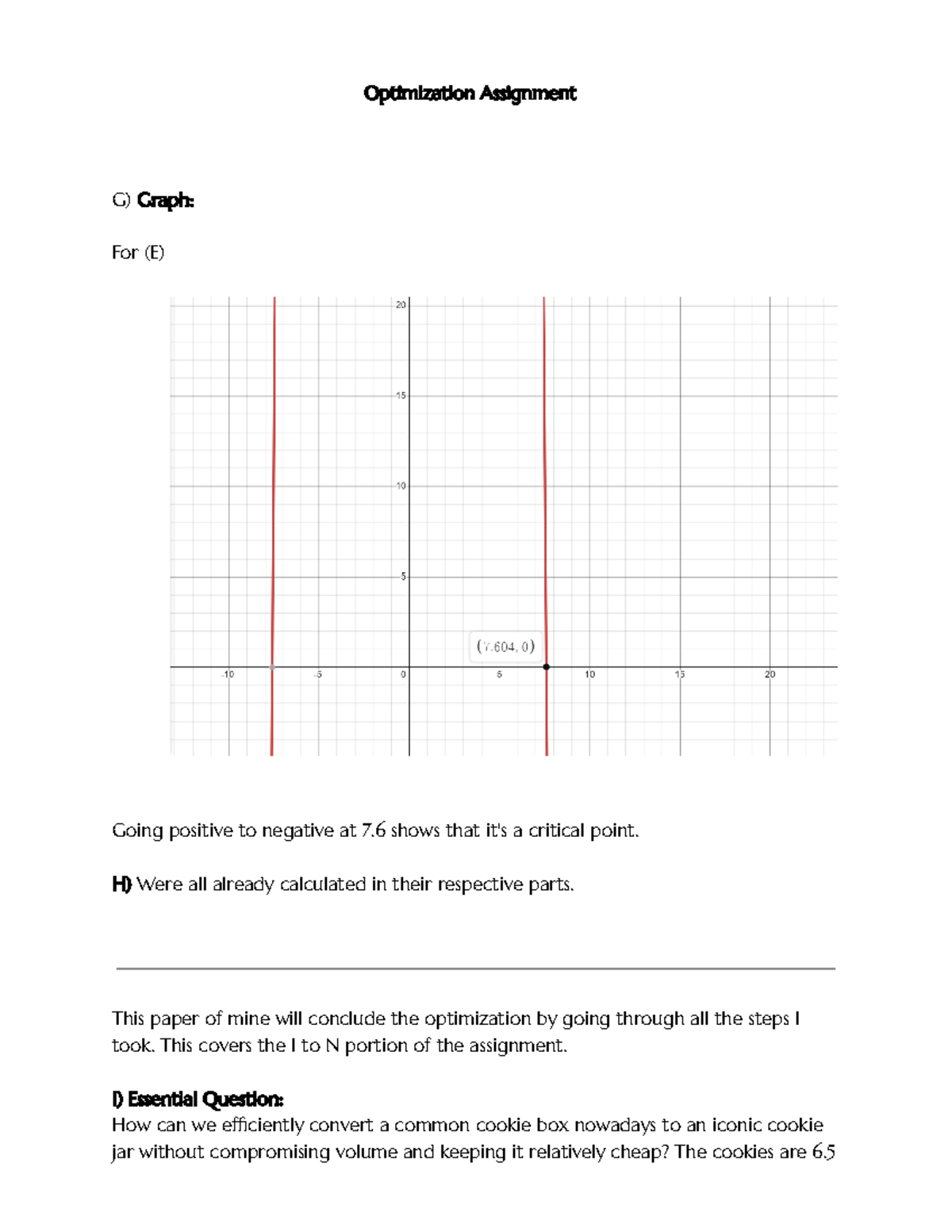 Optimization Assignment - Optimization Assignment G)Graph: For (E) Going positive to negative at ...