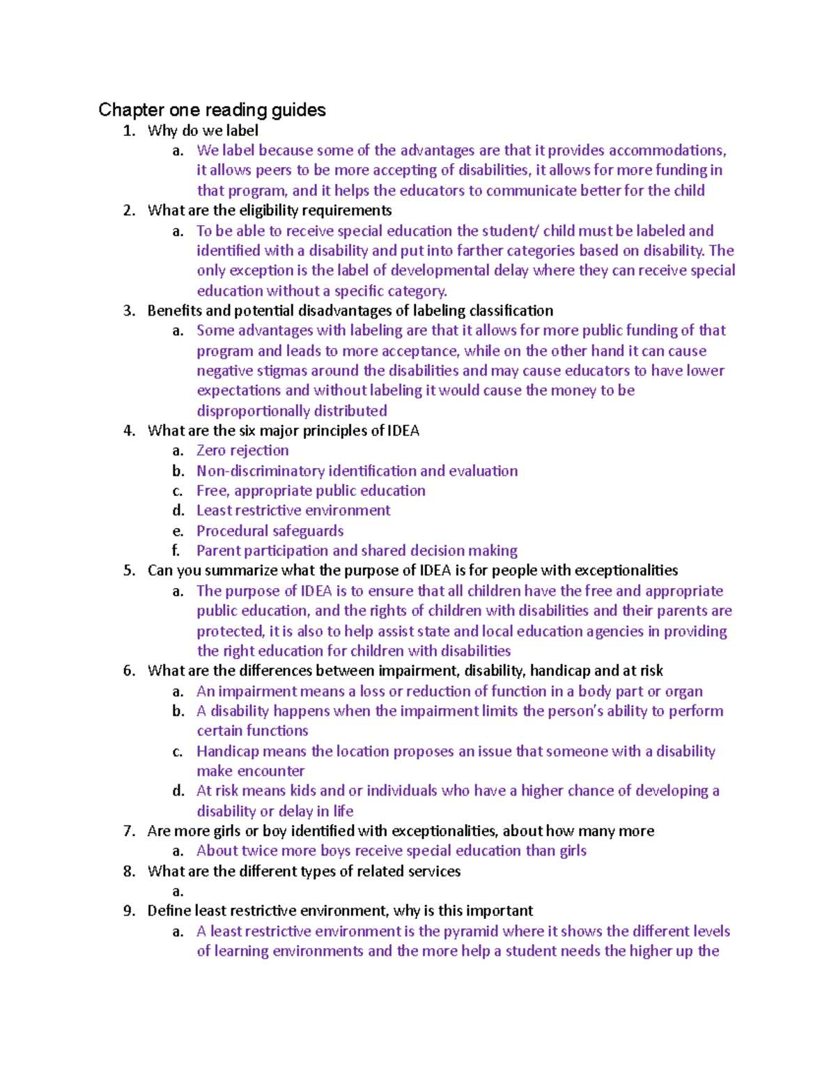 Chapter one reading guides - We label because some of the advantages ...