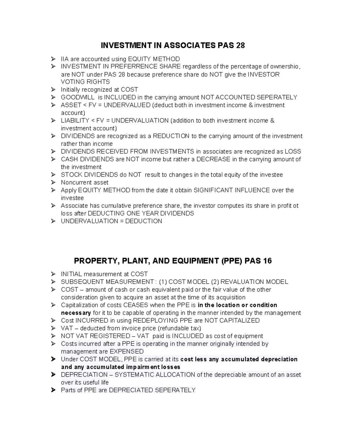 Intacc 1B Notes - INVESTMENT IN ASSOCIATES PAS 28 IIA are accounted ...