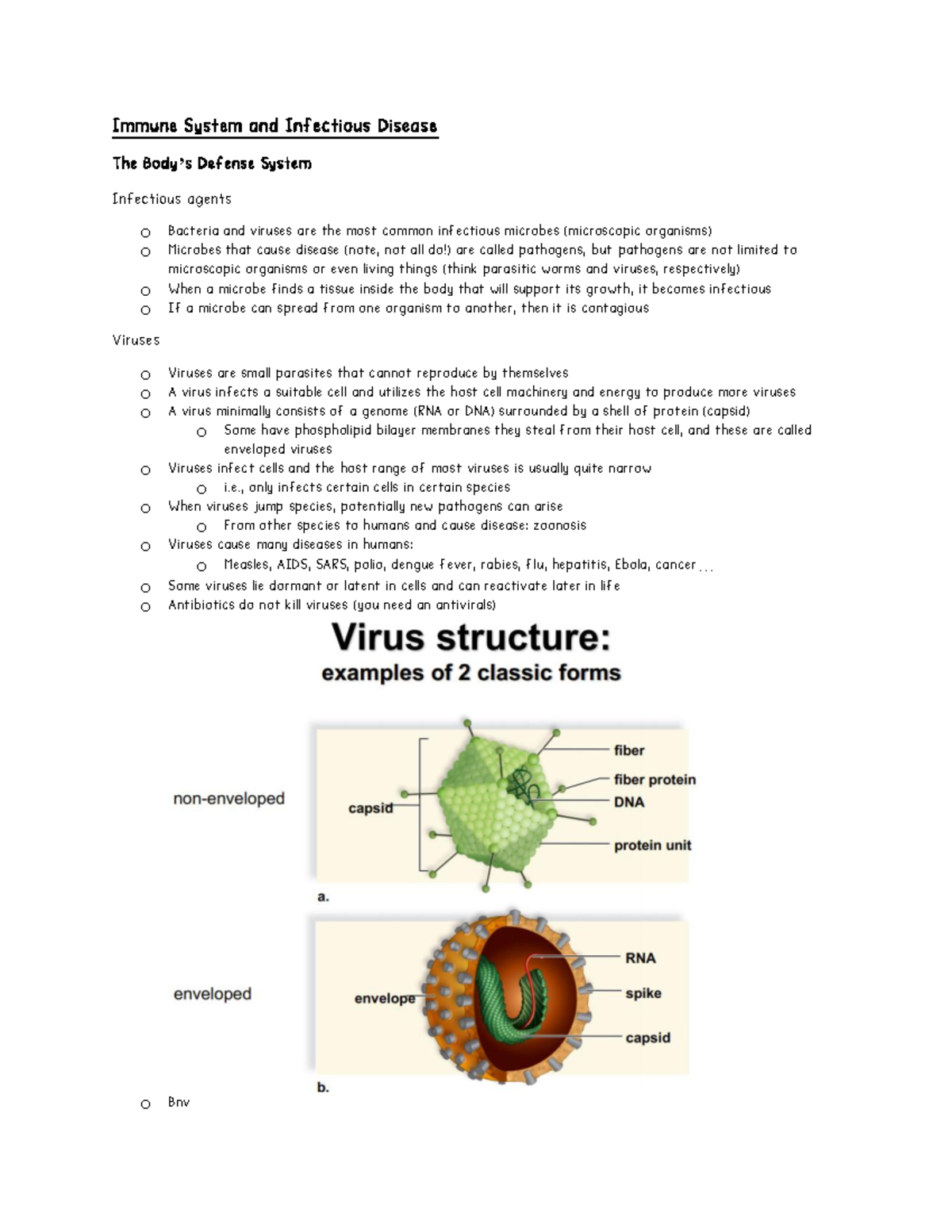 Lecture 5 - notes - Immune System and Infectious Disease The Body ’ s ...