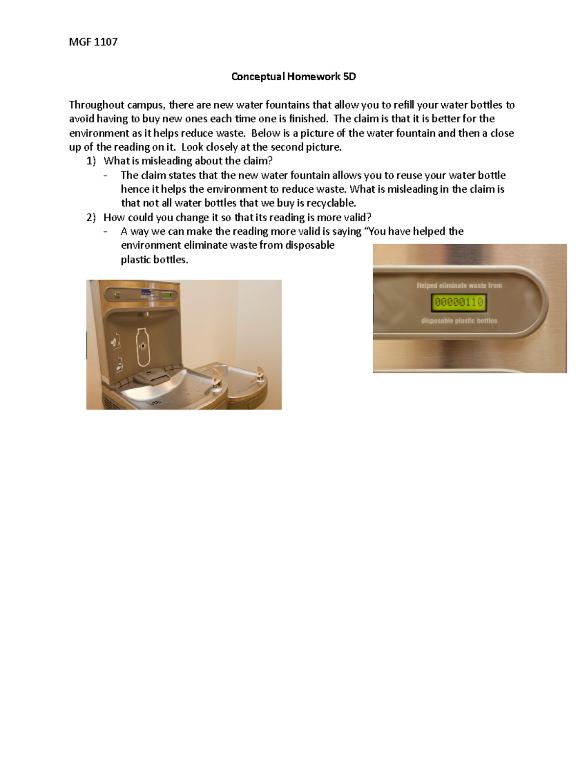 Conceptual HW 5D - MGF 1107 Conceptual Homework 5D Throughout campus ...