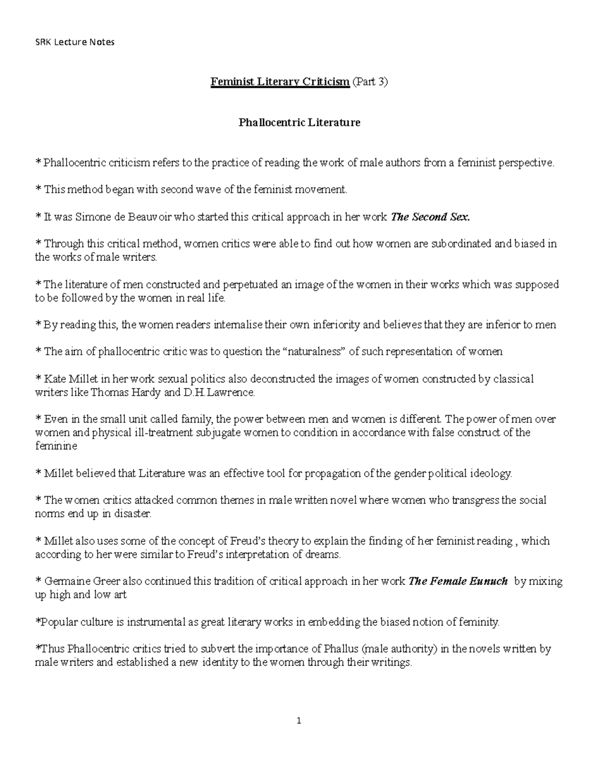 Feminism Part 3 - history - Feminist Literary Criticism (Part 3 ...