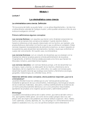 LA Escena DEL Crimen - Apuntes - LA ESCENA DEL CRIMEN I MODULO 1 ...