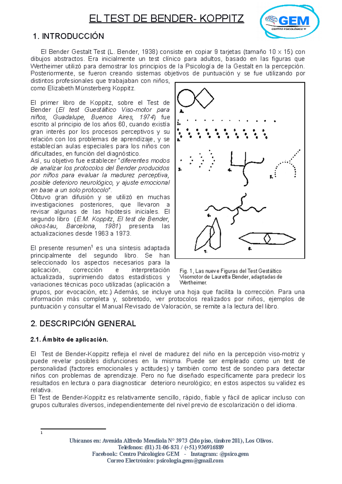 El test de bender - información - EL TEST DE BENDER- KOPPITZ 1 ...