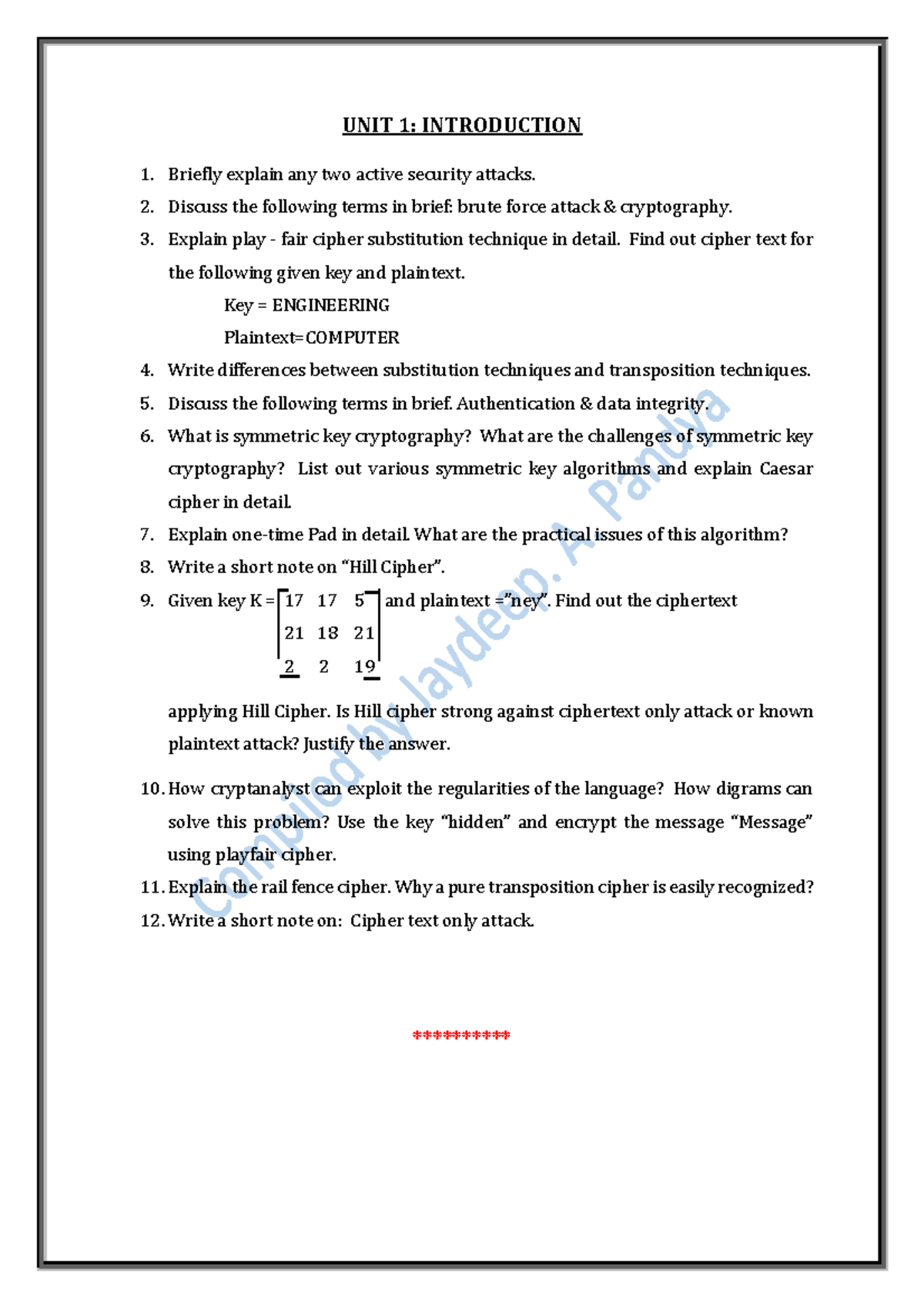 INS Question Bank by J.A. Pandya - UNIT 1: INTRODUCTION Briefly explain ...