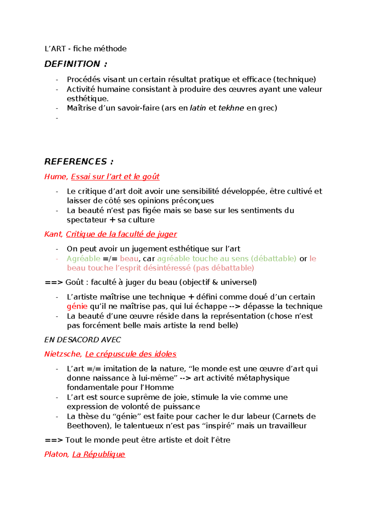 L’ART - fiche méthode - L’ART - fiche méthode DEFINITION : - Procédés ...