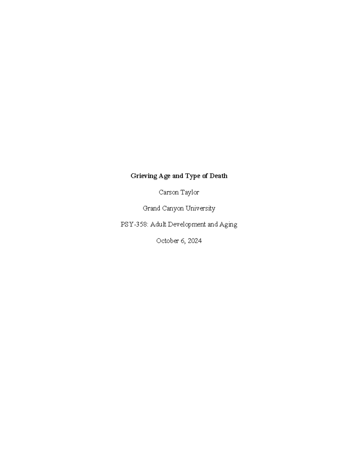 Grieving Age and Type of Death - Grieving Age and Type of Death Carson ...