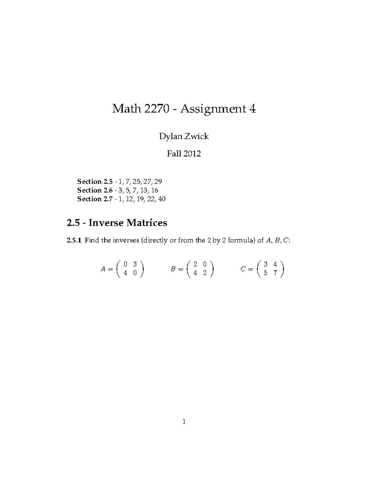 Seminar assignments - Assignment 4 with solutions - Math 2270 ...