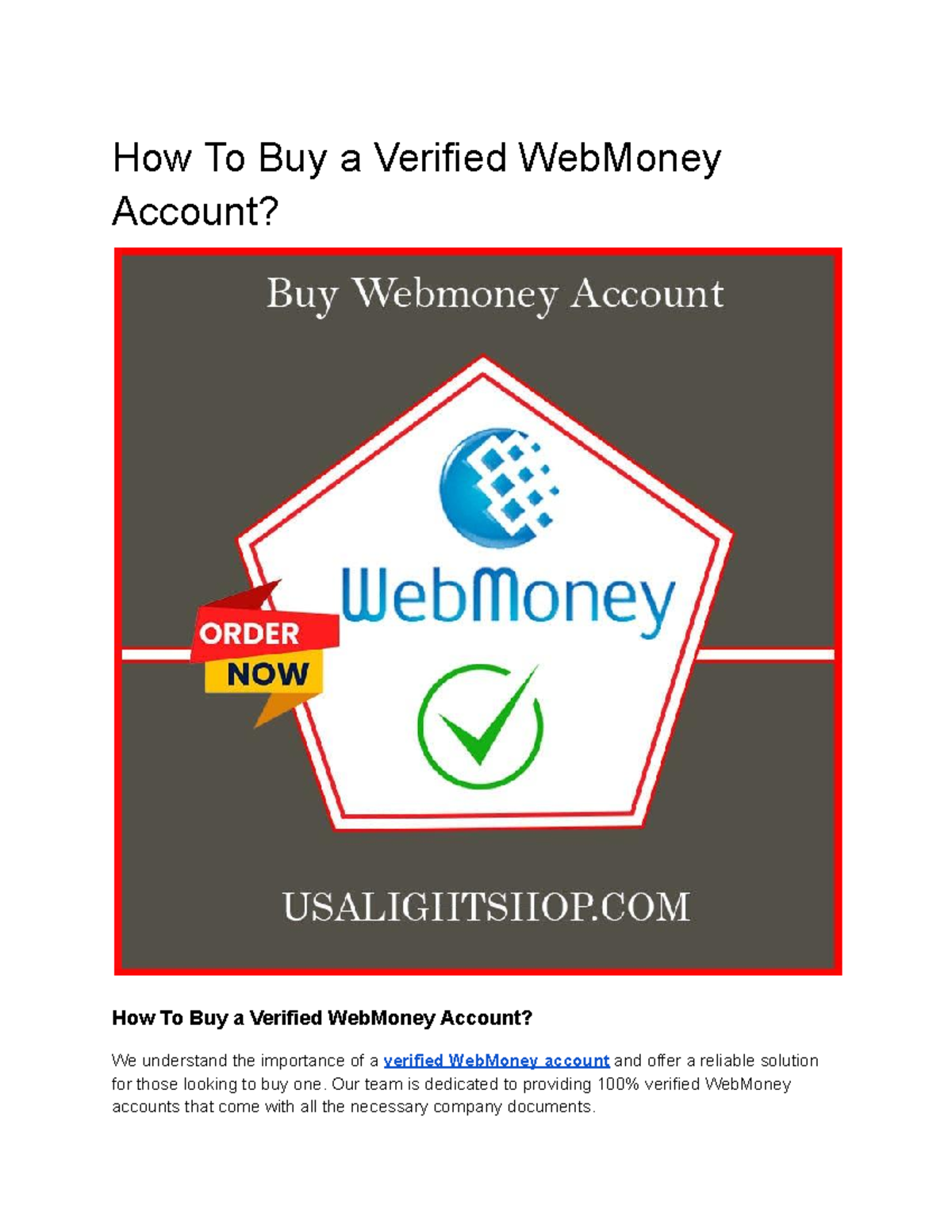 How To Buy a Verified Web Money Account - How To Buy a Verified ...