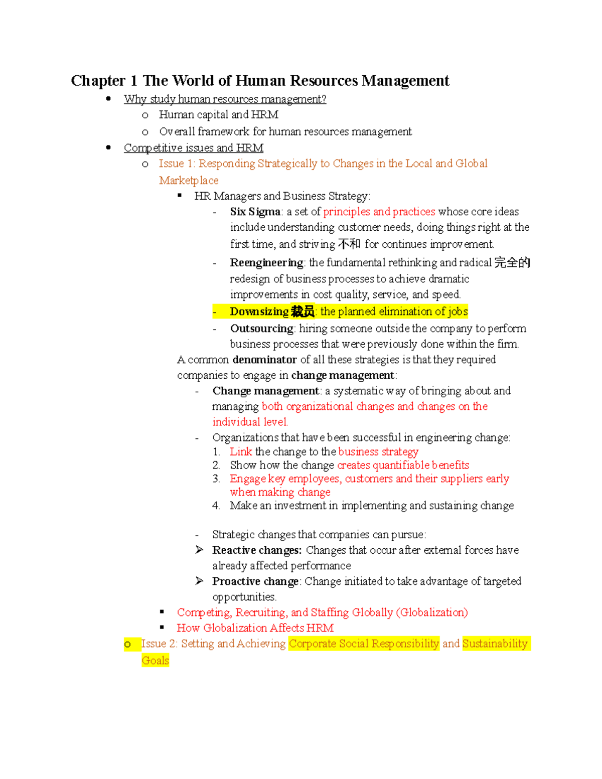2337*note - Lecture notes 1-8 - Chapter 1 The World of Human Resources ...