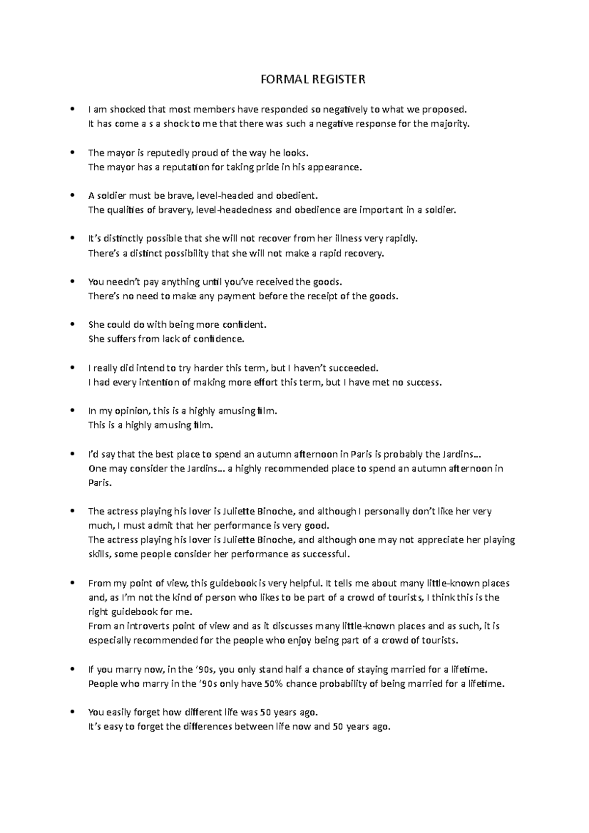 Formal Register - FORMAL REGISTER I am shocked that most members have ...