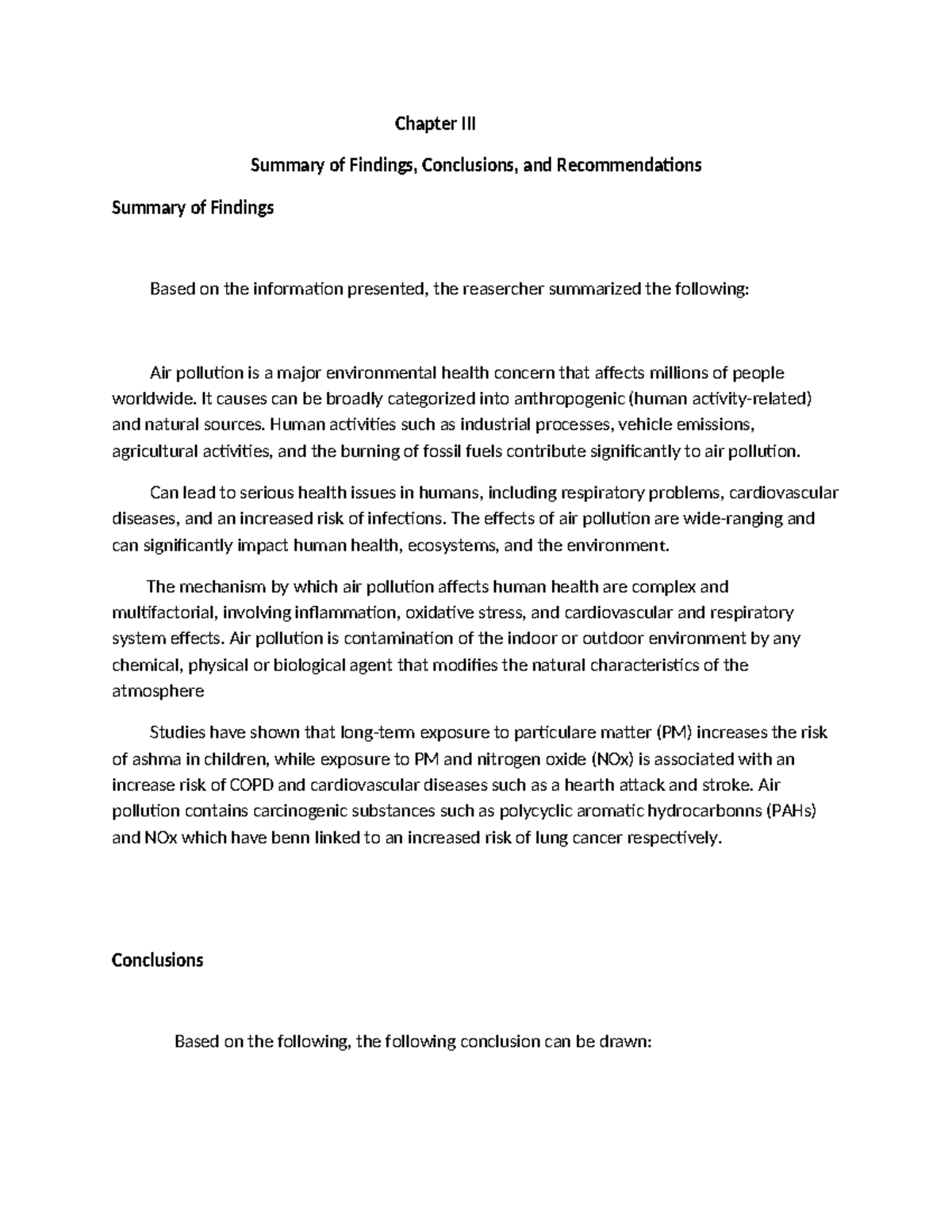 Chapter III-WPS Office - Chapter III Summary of Findings, Conclusions ...