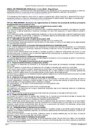 Codul civil din 2009 forma sintetica pentru data 2024 06 29 - CODUL ...