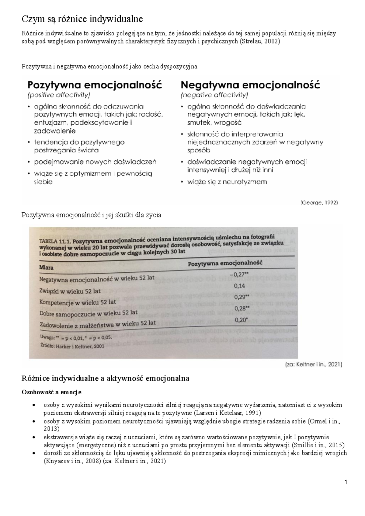 Kolo 2 emocje - 2 kolokwium z cwiczen - Czym są różnice indywidualne ...