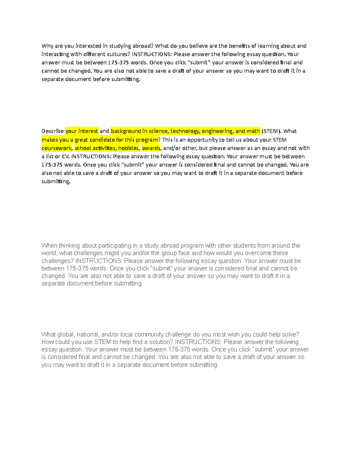 Exam 16 April 2016, questions - Why are you interested in studying ...