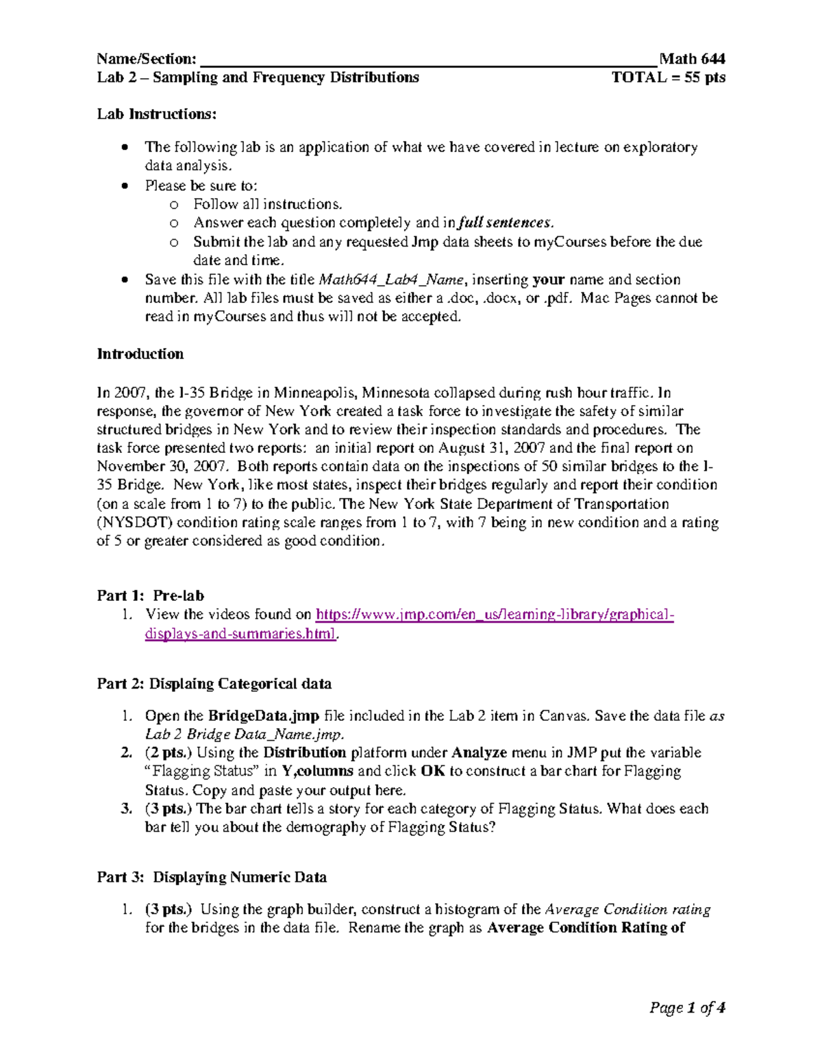 Lab 2 MATH 644 Summer 2022 - Lab 2 – Sampling and Frequency ...