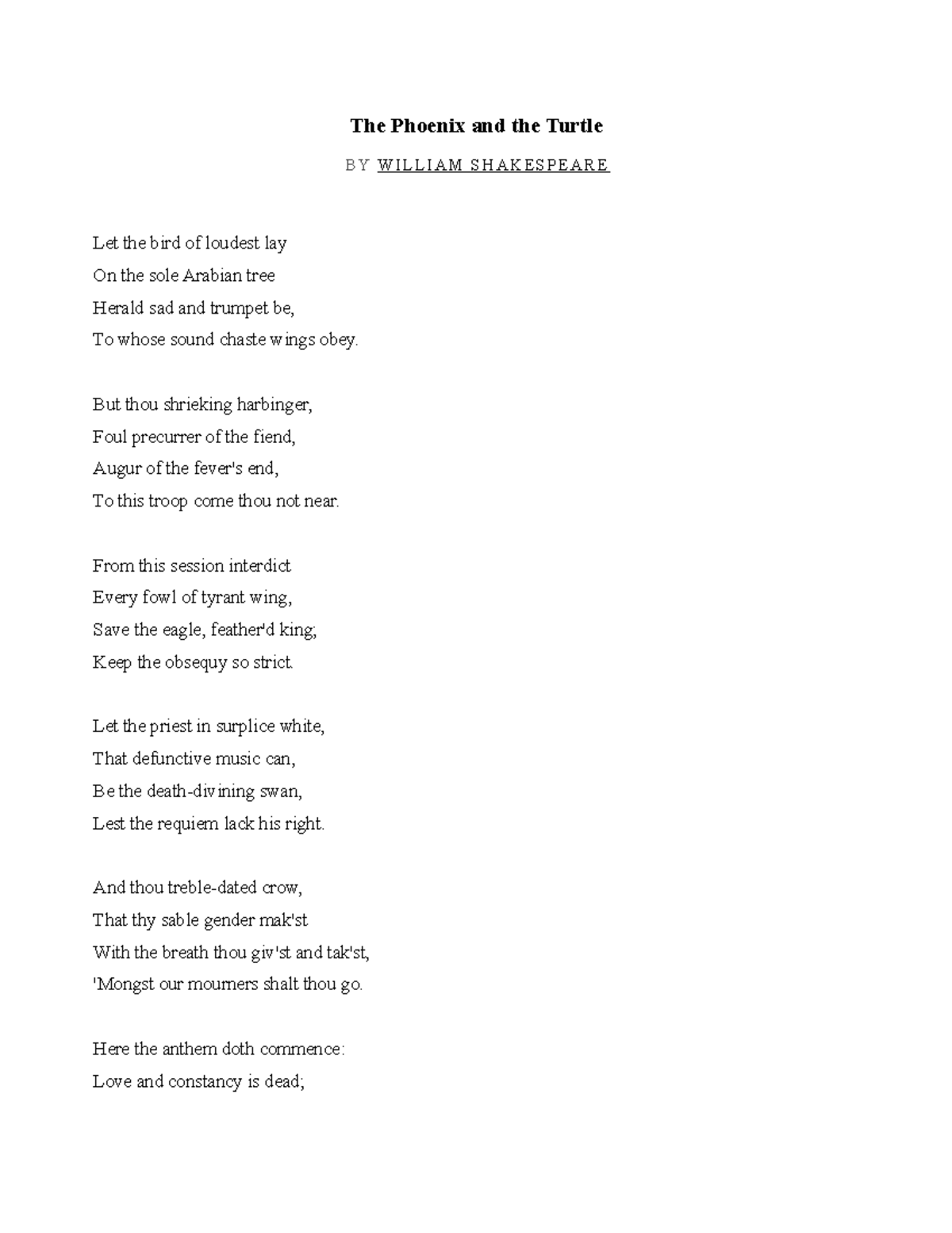 POEM William UAS - Some of Poem for practice - The Phoenix and the ...