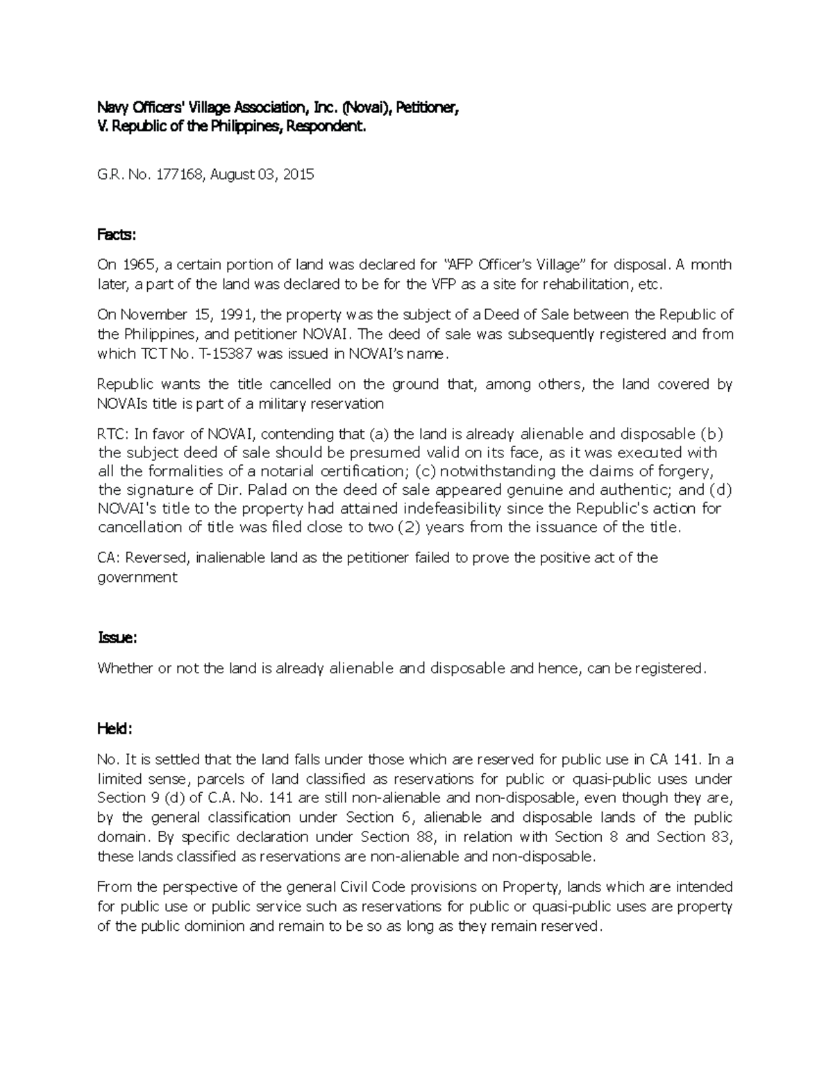 17-18 cases - case - Navy Officers' Village Association, Inc. (Novai ...