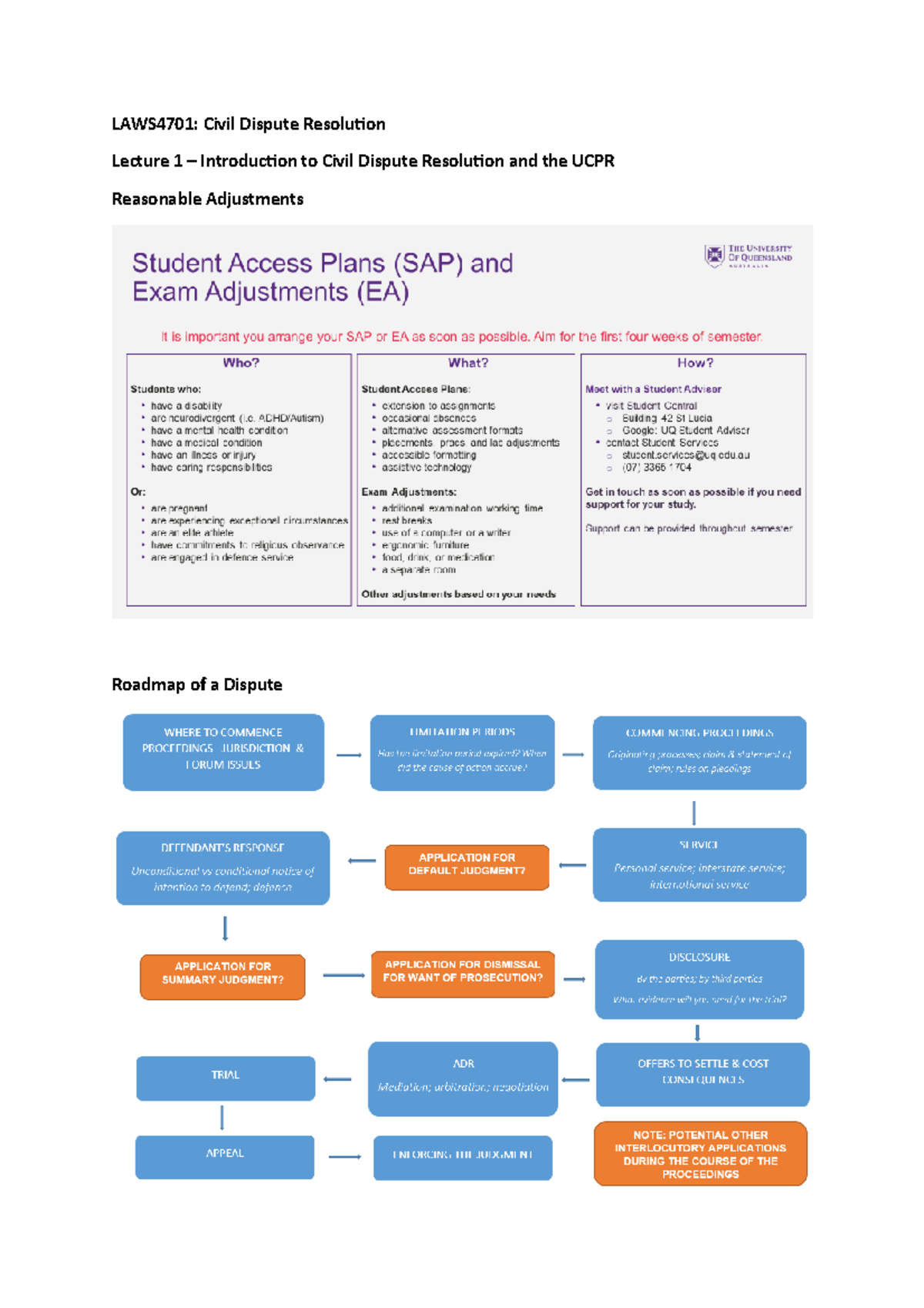Lecture 1 – Introduction to Civil Dispute Resolution and the UCPR ...