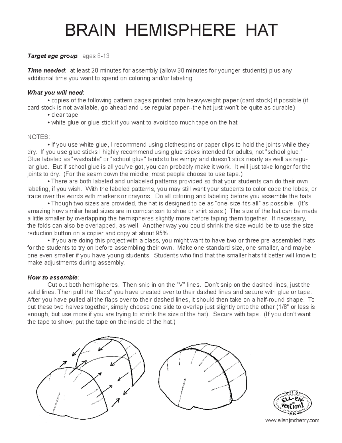 Brain Hat Individual Download Black And White - BRAIN HEMISPHERE HAT ...