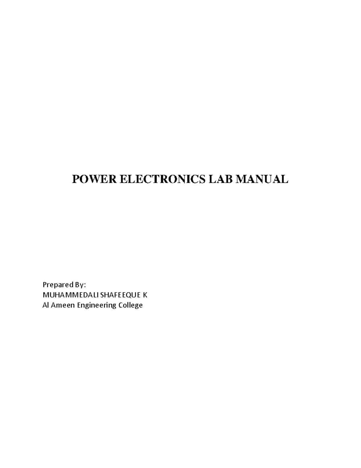 Power electronics - POWER ELECTRONICS LAB MANUAL Prepared By ...